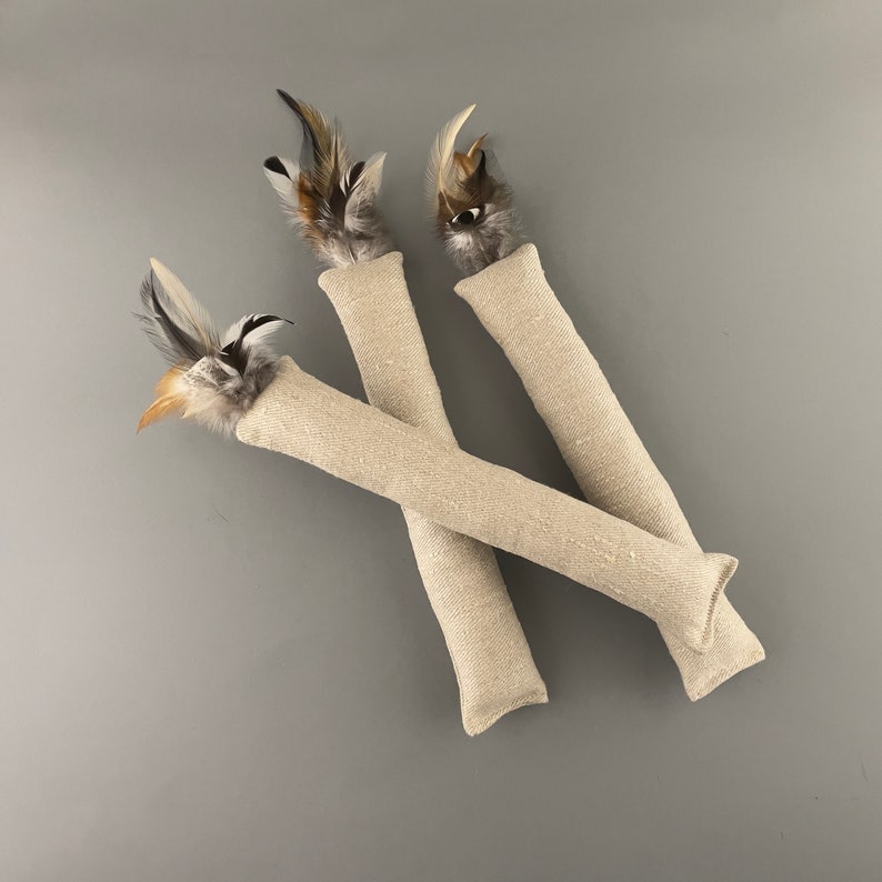 Hemp Fabric and Feathers Cat Kicker Toy With Catnip by Your Choice ...