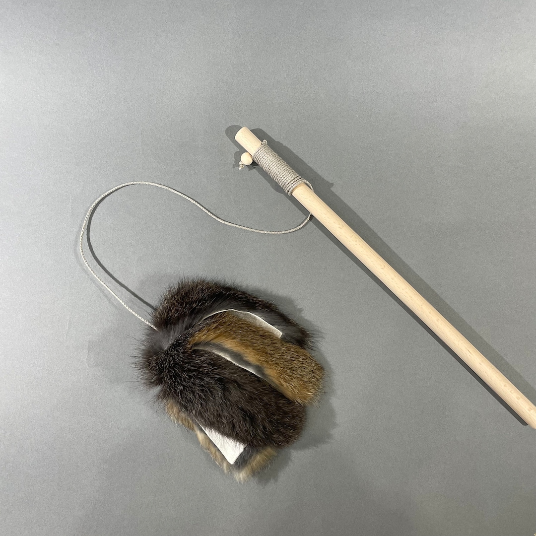 Rabbit Fur Cat Teaser Toy - Etsy