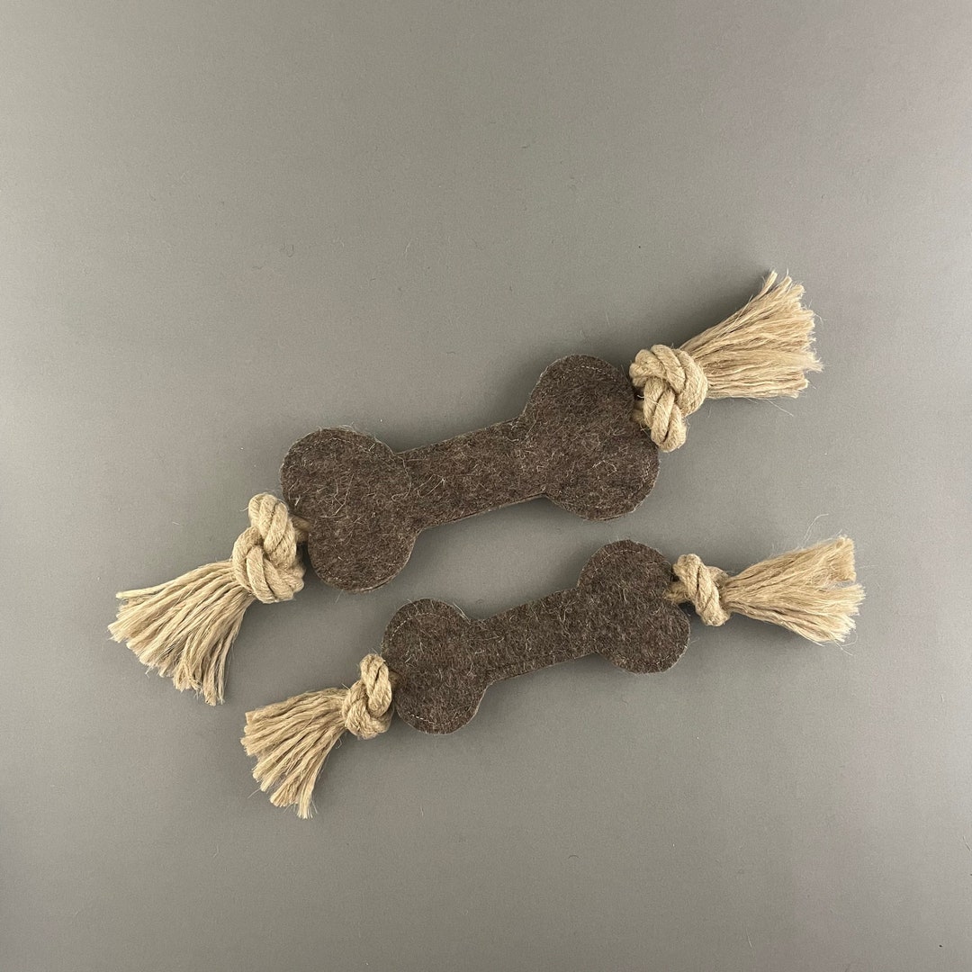 Wool Felt Bone and Hemp Rope Dog Toy in Two Sizes - Etsy