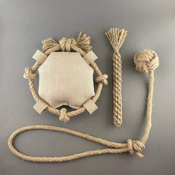 3 Natural Dog Toy Set All Made From Hemp Rope and 100% Hemp - Etsy Sweden