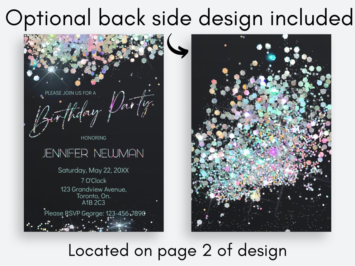 Glitter Birthday Party Invitation Sparkle Birthday Party | Etsy Canada