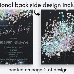 Glitter Birthday Party Invitation Sparkle Birthday Party - Etsy Canada