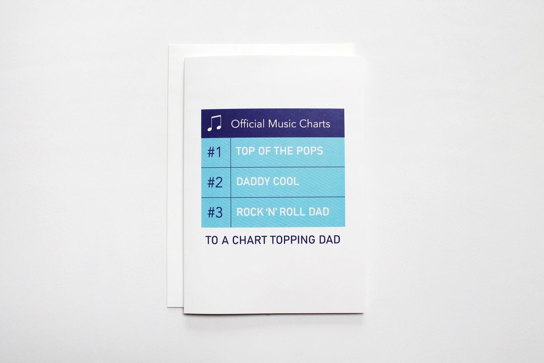 Fathers Day Pun Card No. 1 Top of the Pops, Music Charts Design to a ...