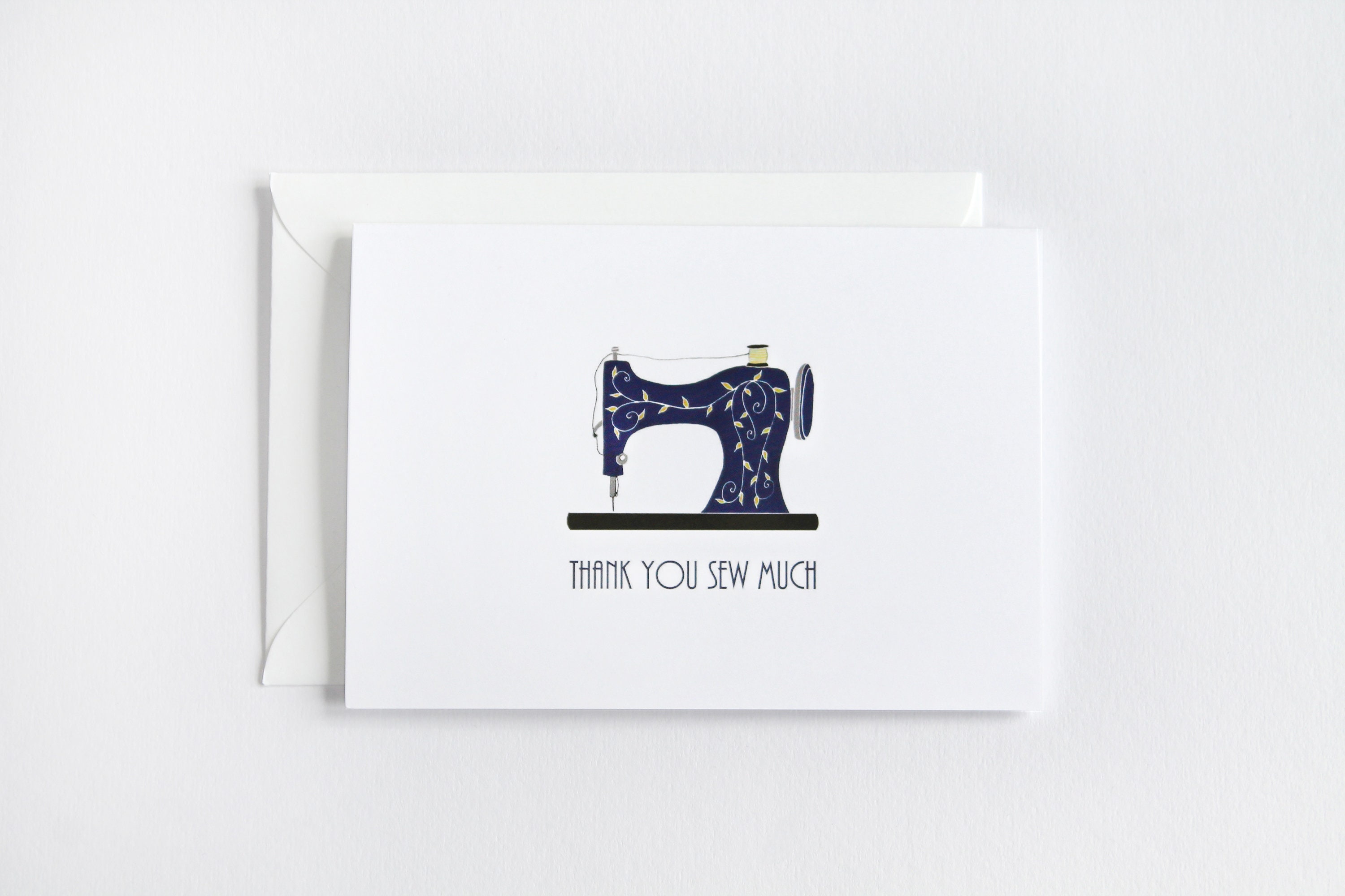 Thank You Card- Sewing Machine Design- Thank You Sew Much - Etsy UK