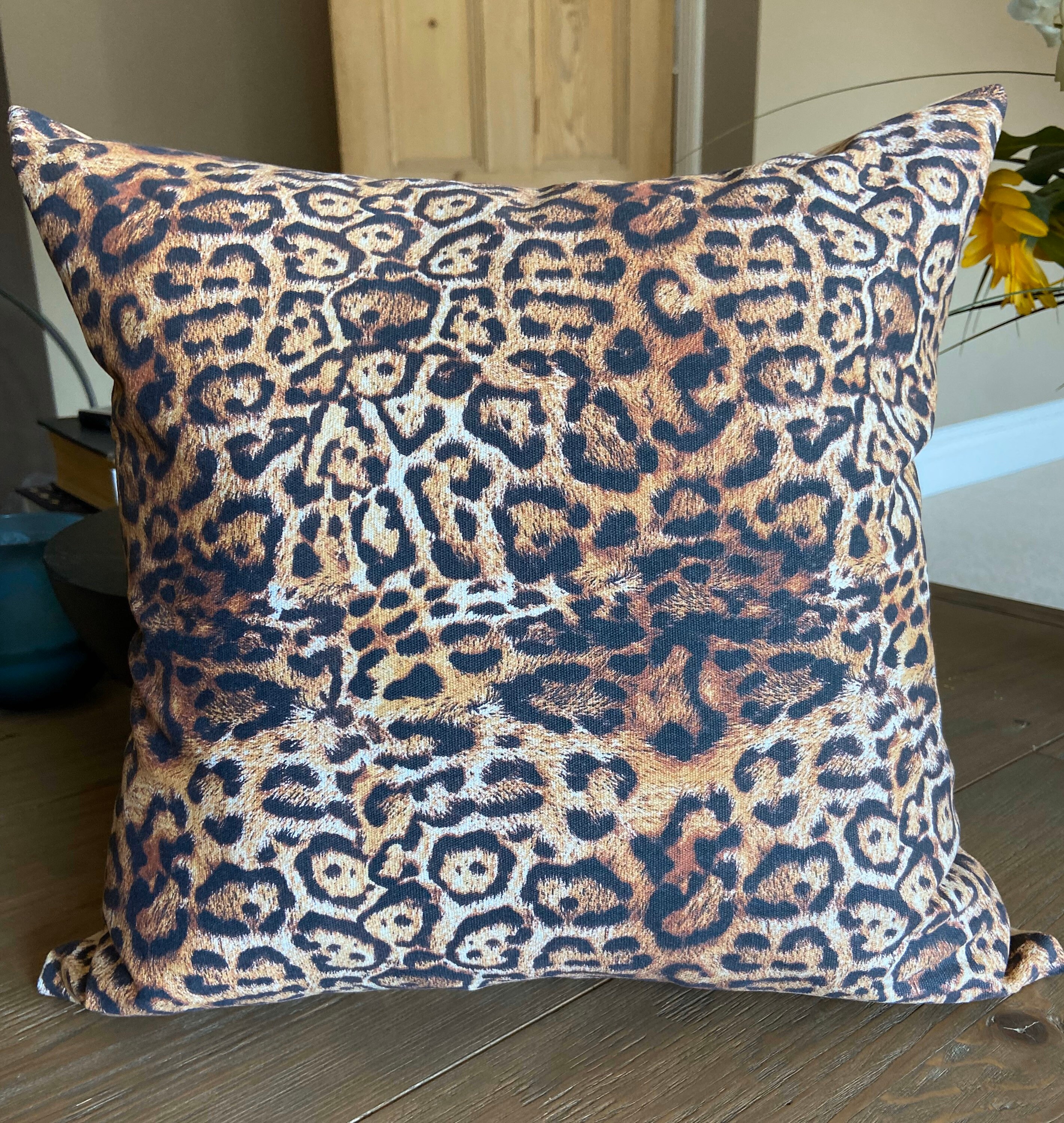 Leopard print cushion cover. | Etsy