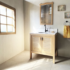 Cedar Wood Bathroom Vanity Cabinet With 2 Ventilated Doors Customizable ...