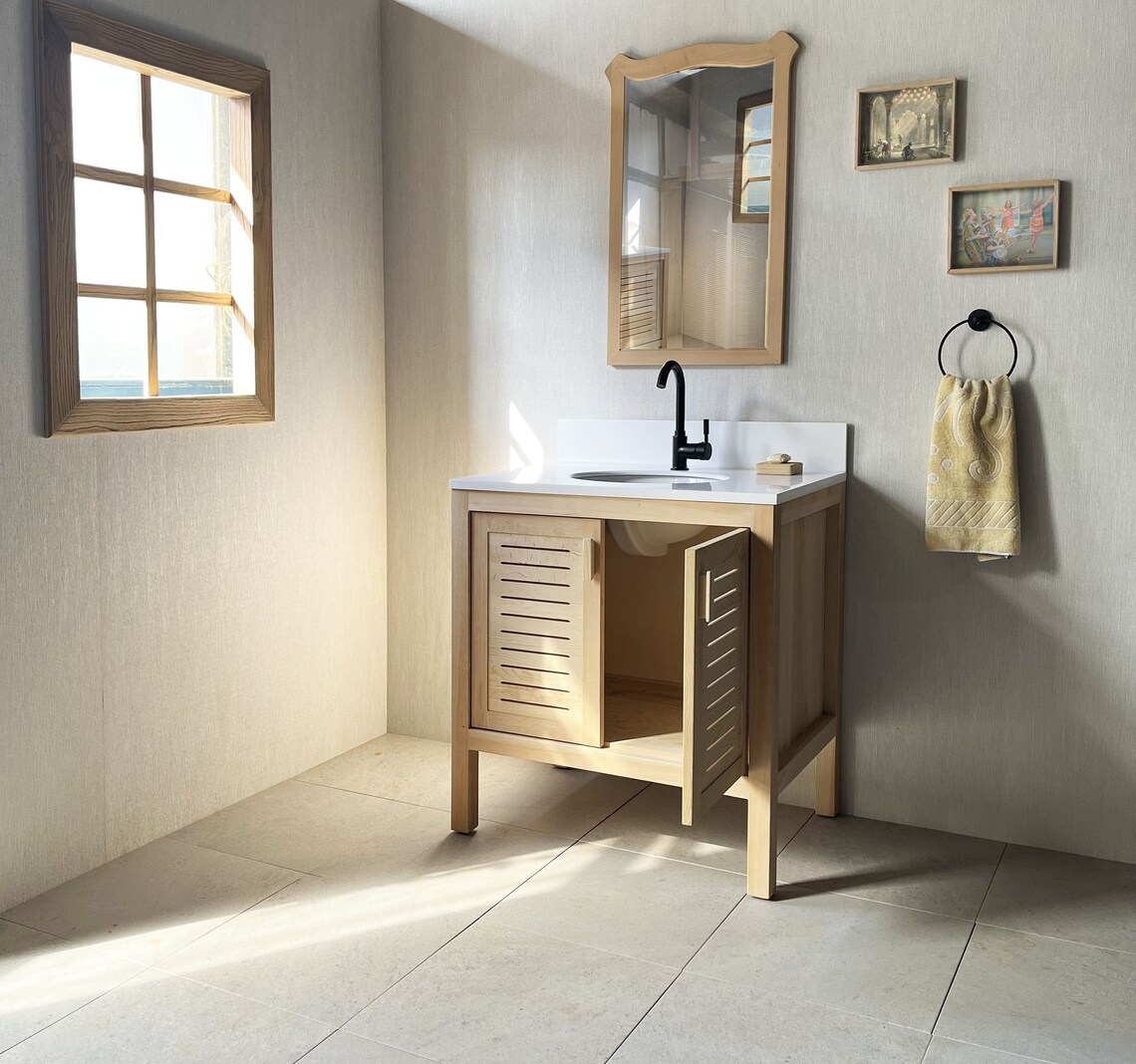 Cedar Wood Bathroom Vanity Cabinet With 2 Ventilated Doors - Etsy