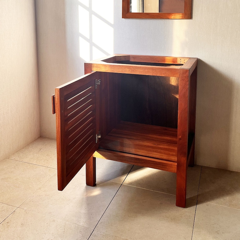 Mahogany Sipo Wood Bathroom Vanity Cabinet Ventilated Door - 60 Cm / 24 ...