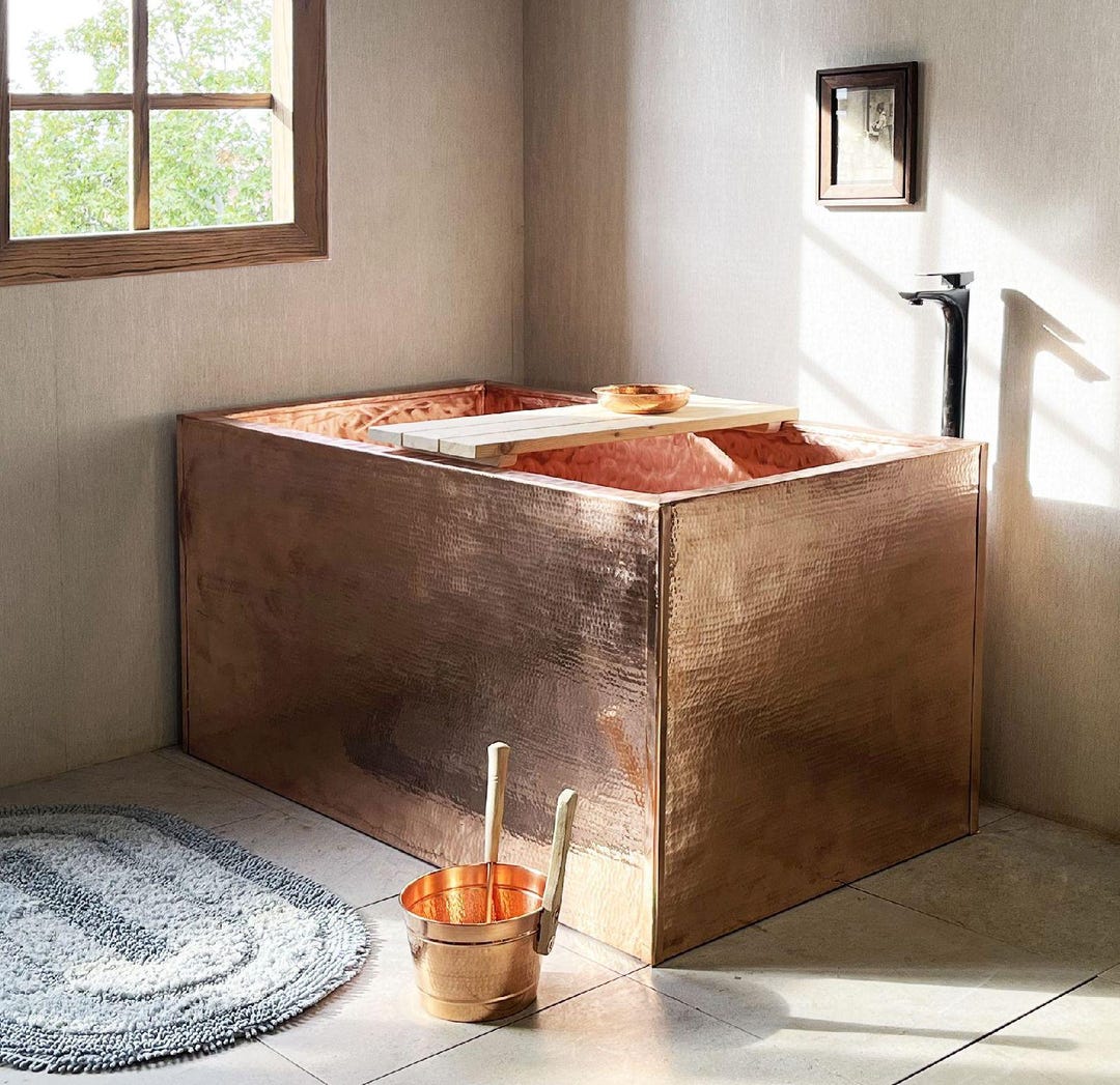 Copper Soaking Bathtub Ofuro Handmade Customizable Indoor & Outdoor Hot ...