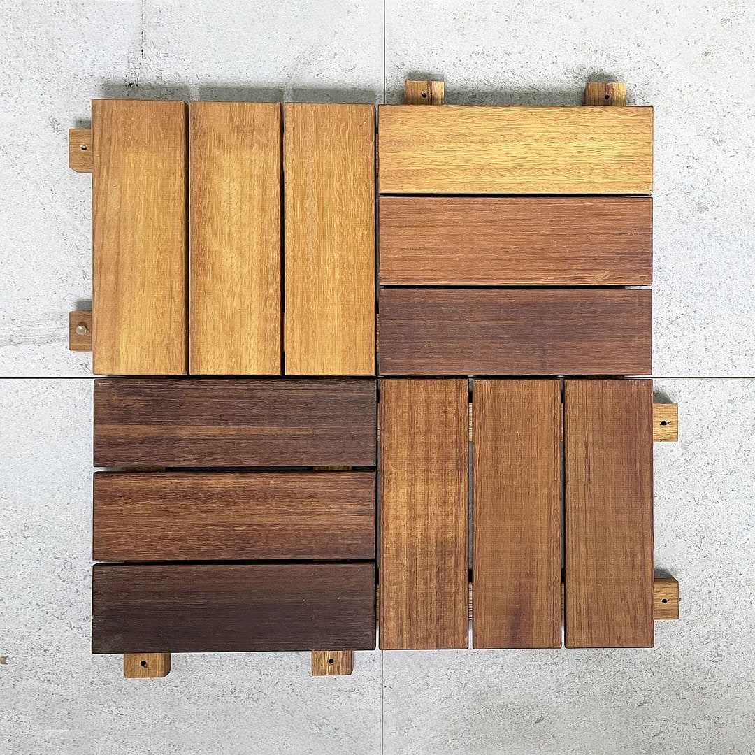 Iroko Wood Modular Deck Outdoor & Indoor DIY Easy Install - Etsy