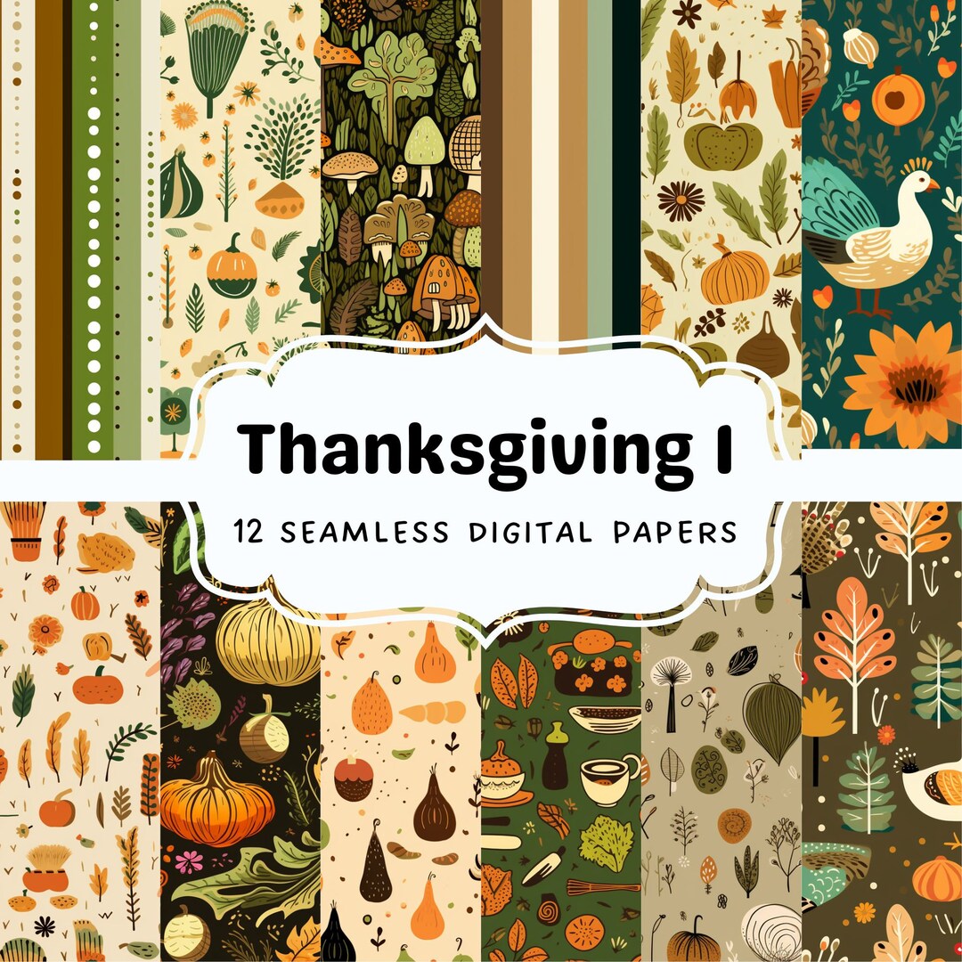 Thanksgiving No.1 Digital Papers, Seamless Repeat Pattern, Downloadable ...