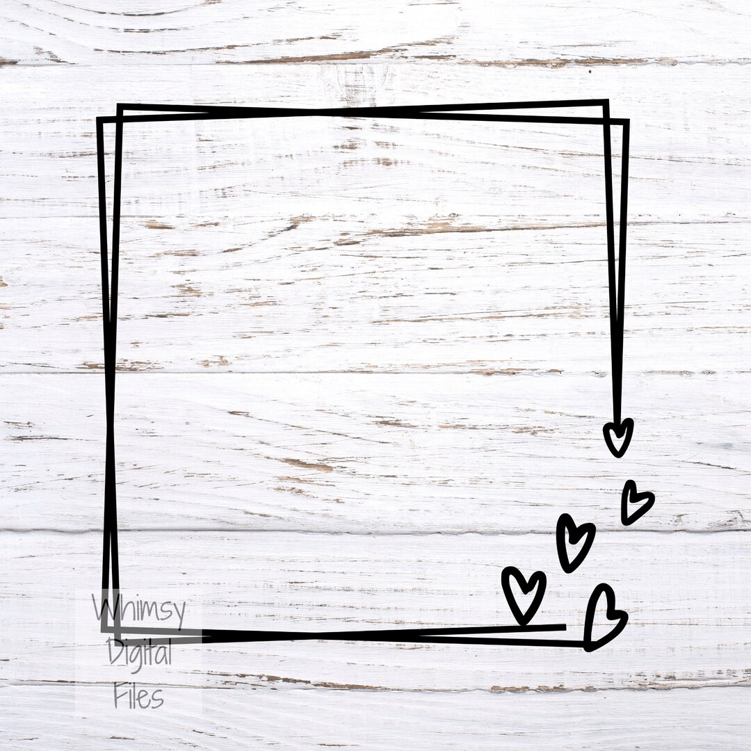 Double Square Frame With Hearts SVG and PNG - Etsy