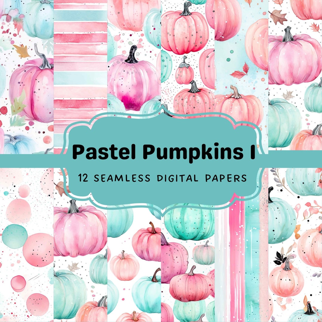 Pastel Pumpkins No.1 Digital Papers, Seamless Repeat Pattern ...