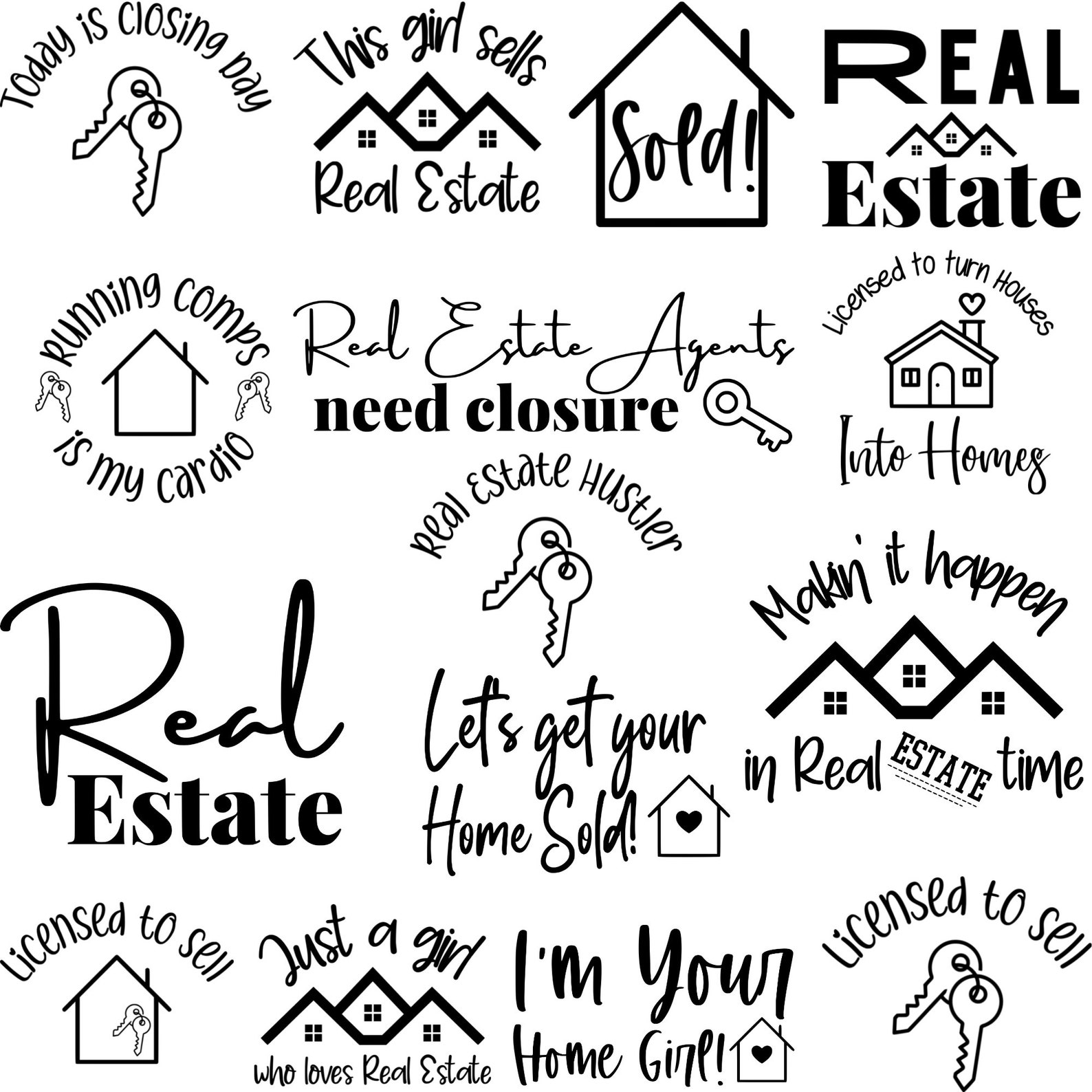Real Estate Agent SVG File Bundle Vol.1 15 Graphics Funny - Etsy