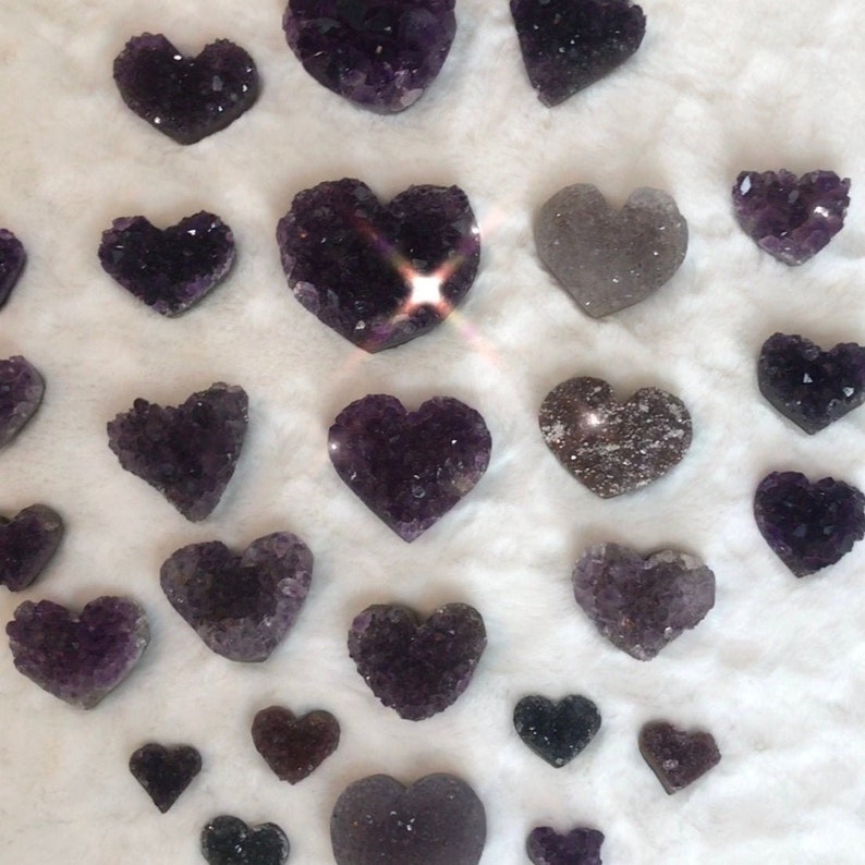 Amethyst Crystal Heart Clusters Cute Purple Lavender Mini | Etsy