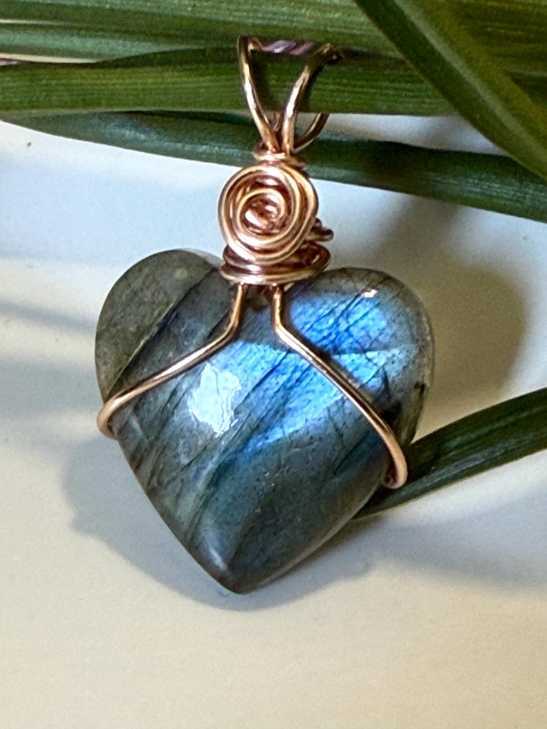 Labradorite Heart Pendant: Wire Wrapped Gemstone Necklace, Spiritual ...