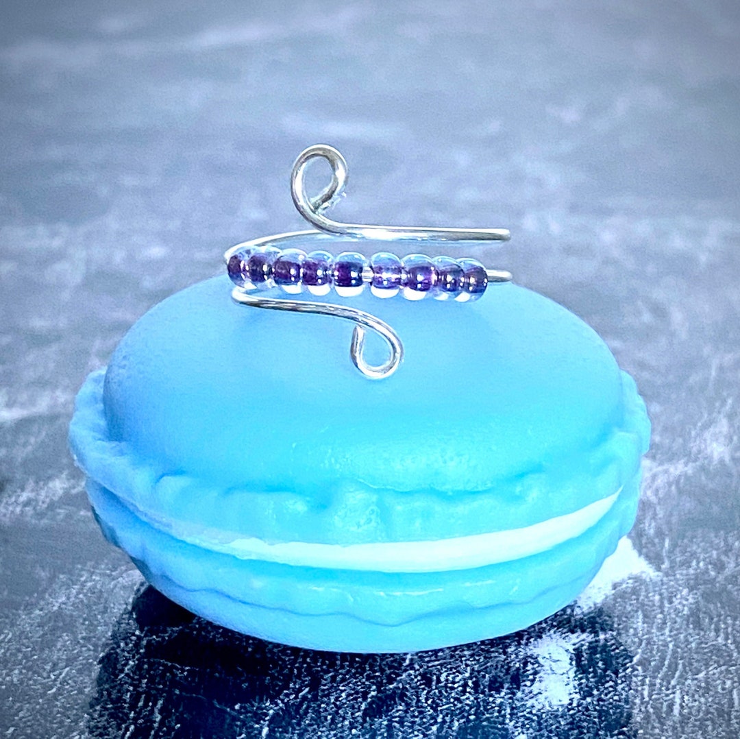 FIDGET RING - Fidget Spinner Ring in Amethyst/blue Color Beads ...