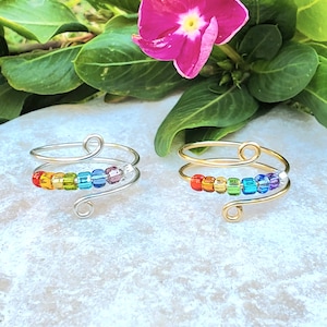 RAINBOW FIDGET RING for Kids, Fidget Toy Spinning Rings for Anxiety in ...