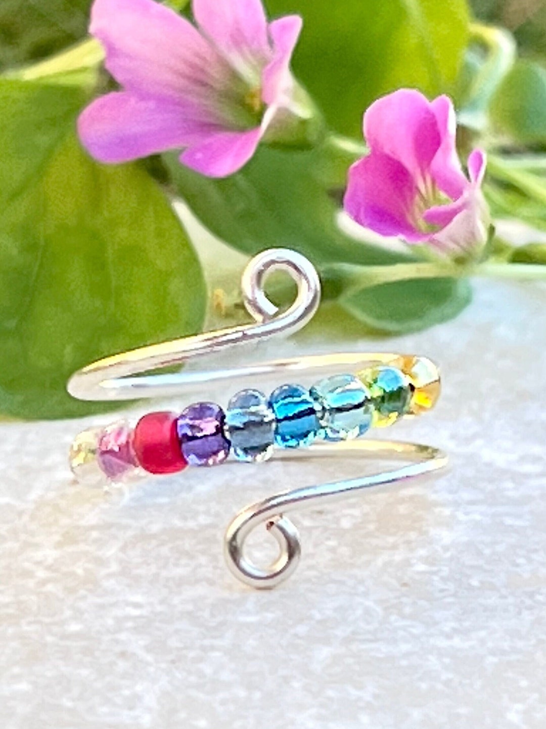 ANXIETY RING - Fidget Ring in Tutti Frutti Rainbow Color for Kids, Toy ...