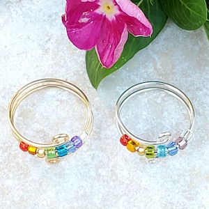 RAINBOW FIDGET RING for Kids, Fidget Toy Spinning Rings for Anxiety in ...