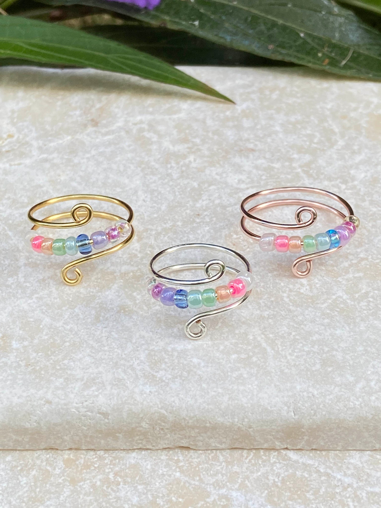 Fidget Jewelry Set: Calming 9-bead Spinner Ring & Necklace - Etsy