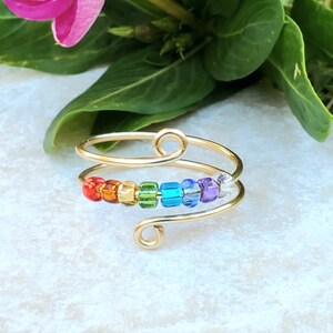 RAINBOW FIDGET RING for Kids, Fidget Toy Spinning Rings for Anxiety in ...