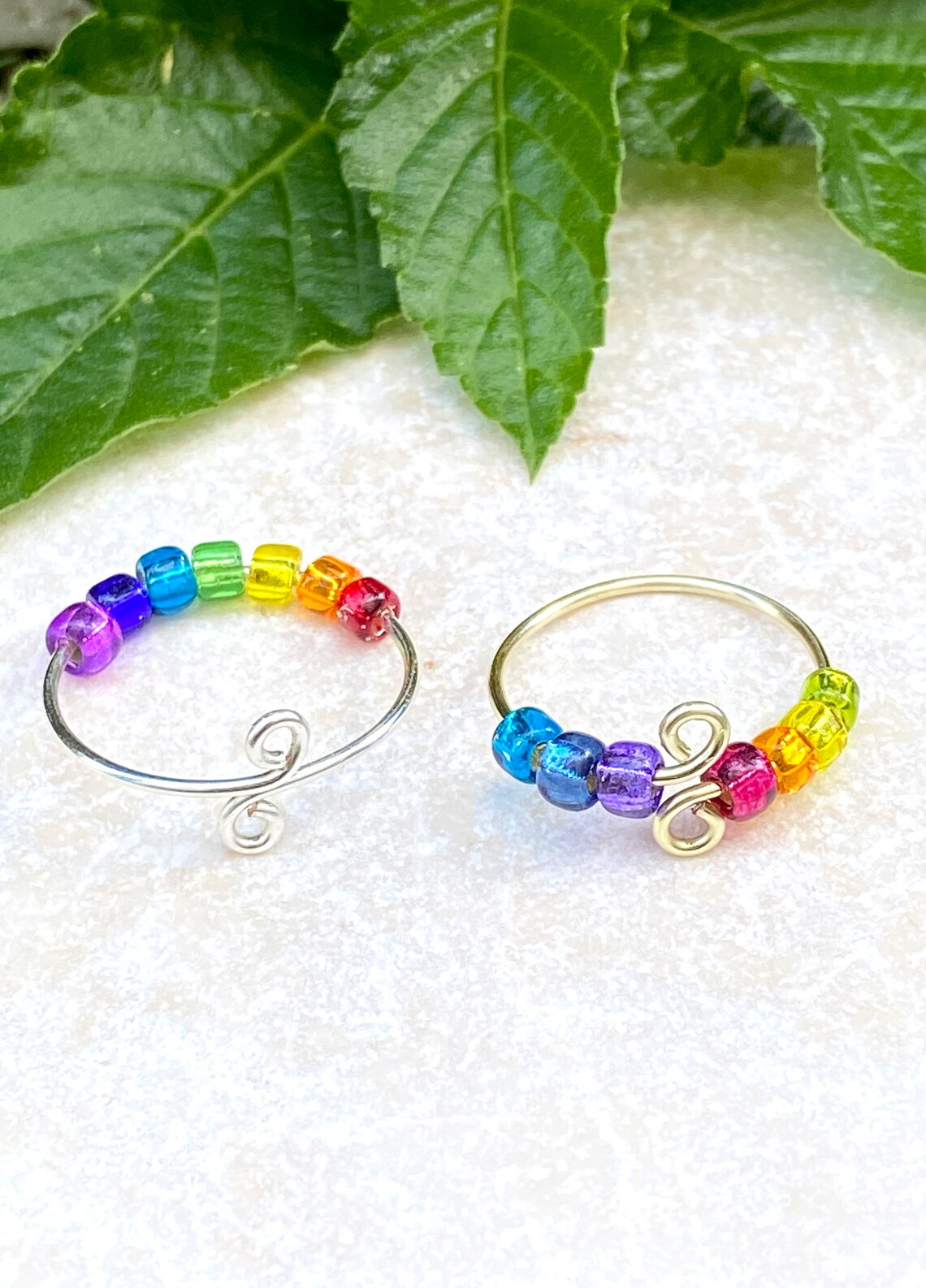KIDS FIDGET RING in Rainbow Colors & Adjustable Sizes Wire - Etsy