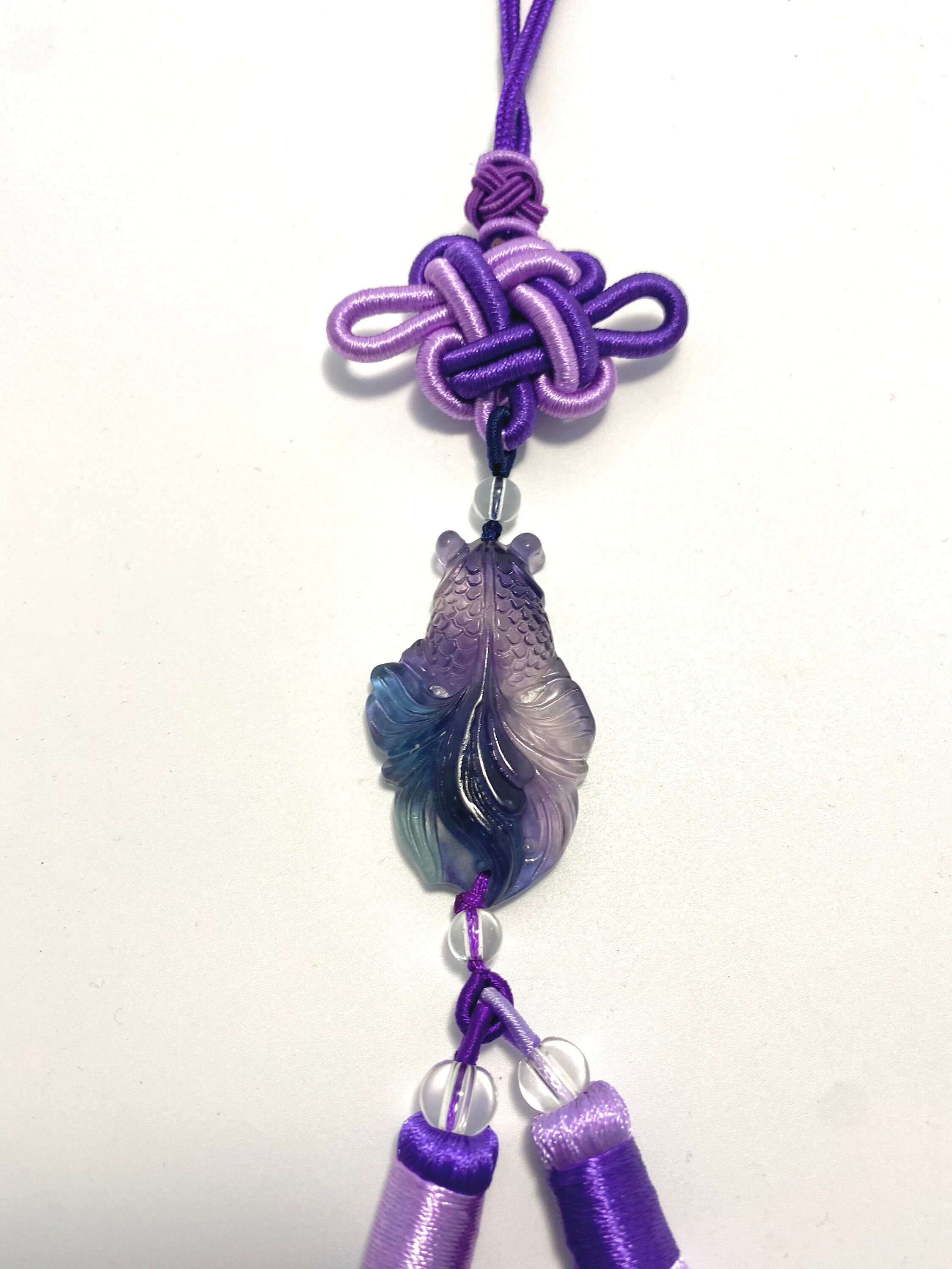 Colorful Rainbow Fluorite Crystal Hanging Carved Coy Fish / | Etsy