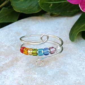 RAINBOW FIDGET RING for Kids, Fidget Toy Spinning Rings for Anxiety in ...