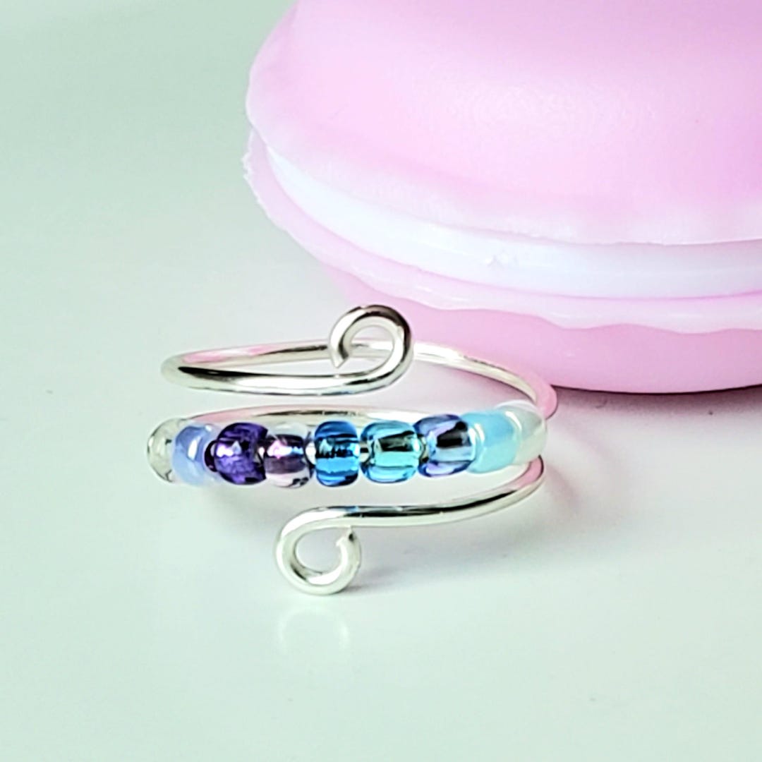 Kids Fidget Ring – Girls Adjustable Spinner Ring With Pastel Blue ...