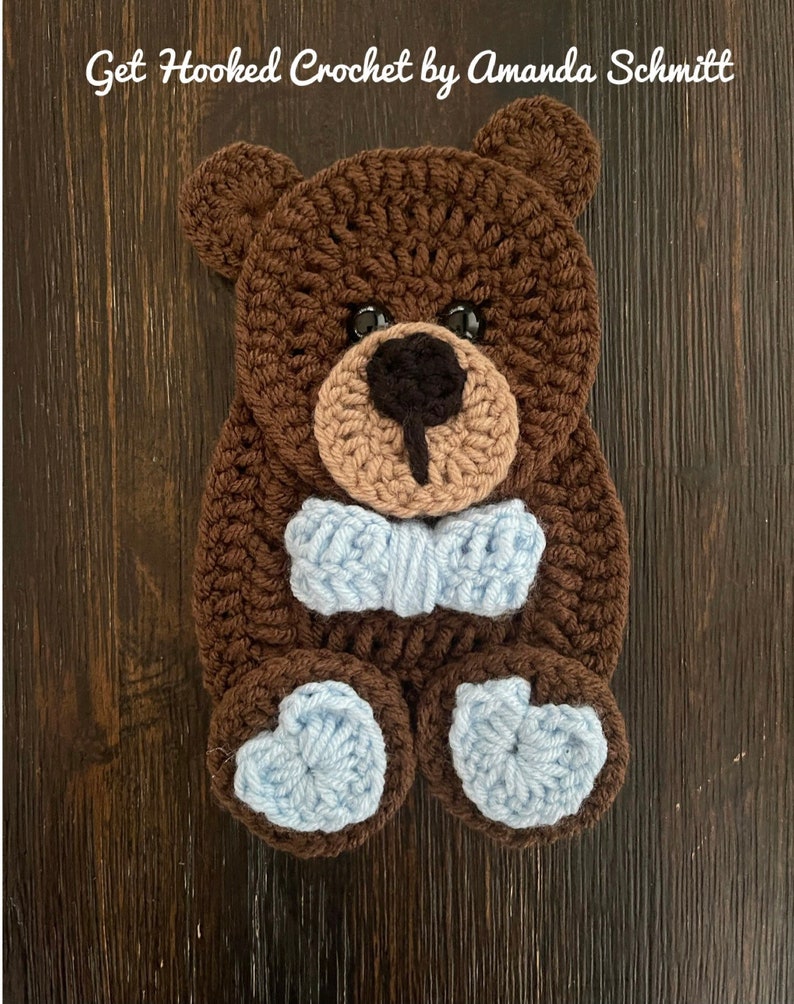 Bear Applique, Teddy Bear Crochet Applique, Premade Bear Applique, Baby ...