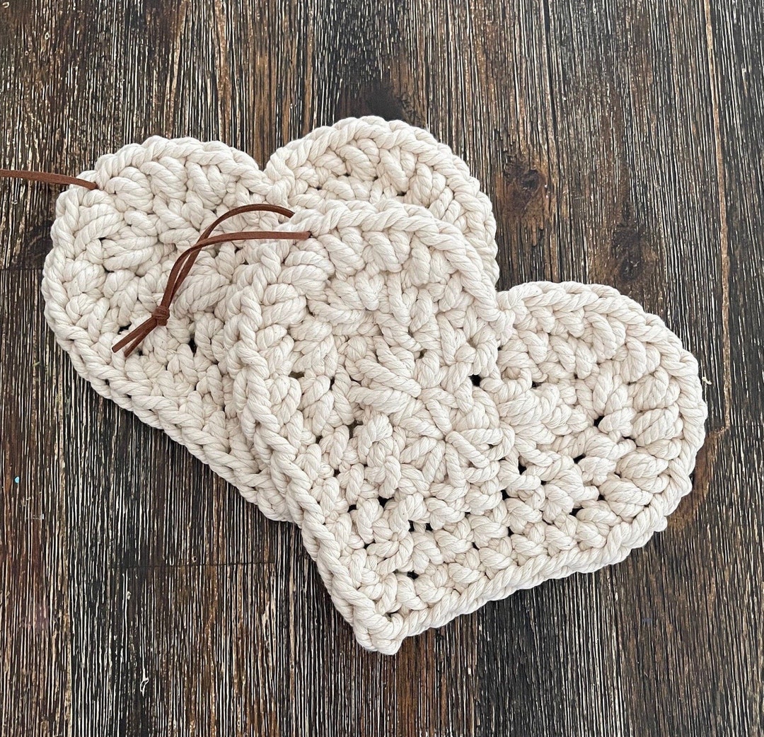 Farmhouse Heart Trivet, Crochet Trivet, Crochet Hot Pad, Crochet ...
