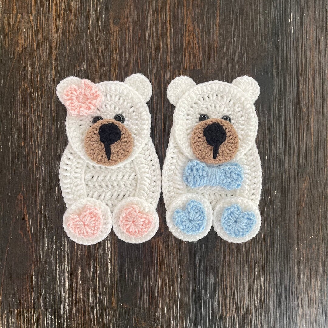 Bear Crochet Applique, Teddy Bear Applique, Boy Bear Applique, Premade ...