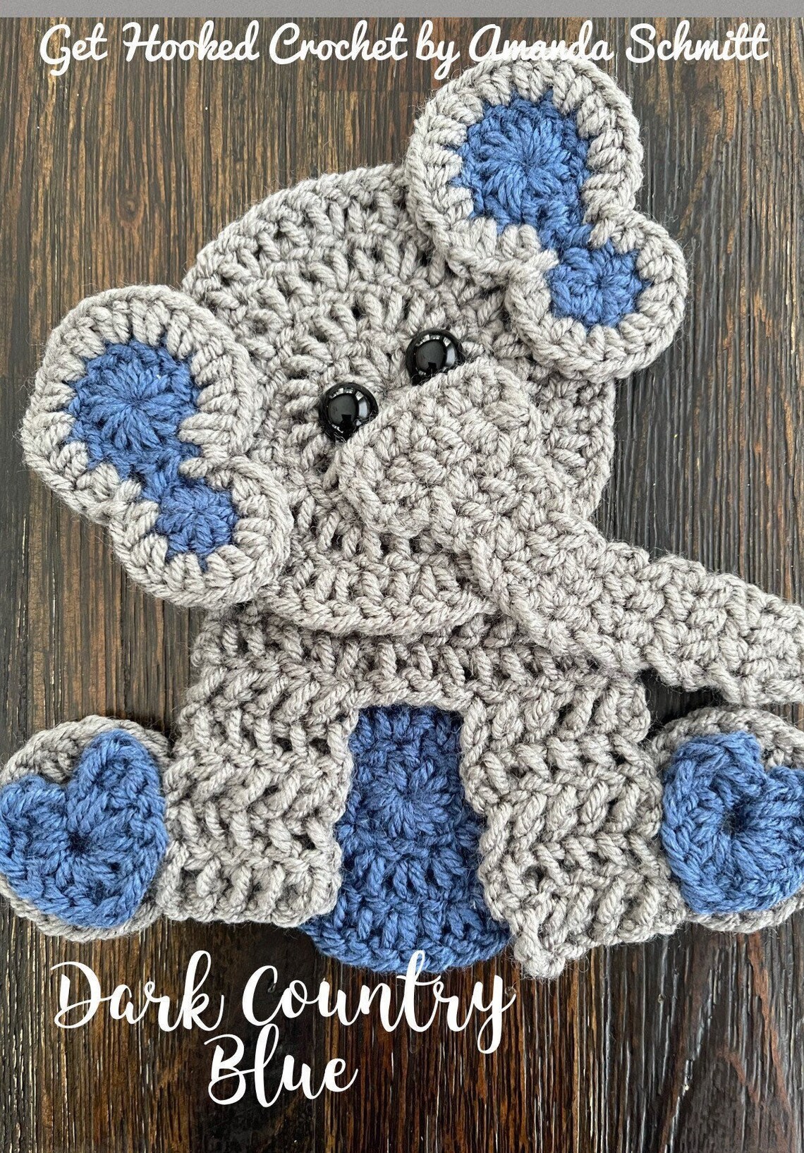 Elephant Applique, Crochet Sitting Elephant Applique, Premade Elephant ...