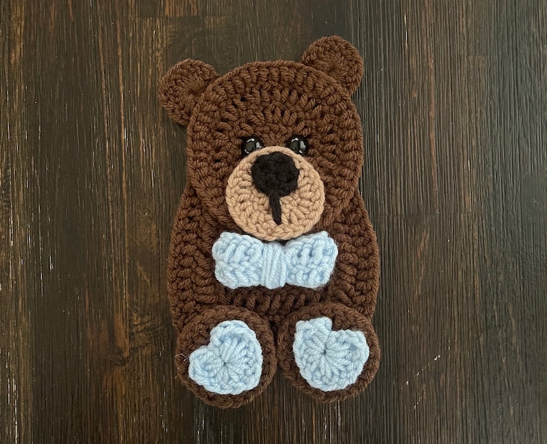 Bear Applique Teddy Bear Crochet Applique Premade Bear - Etsy