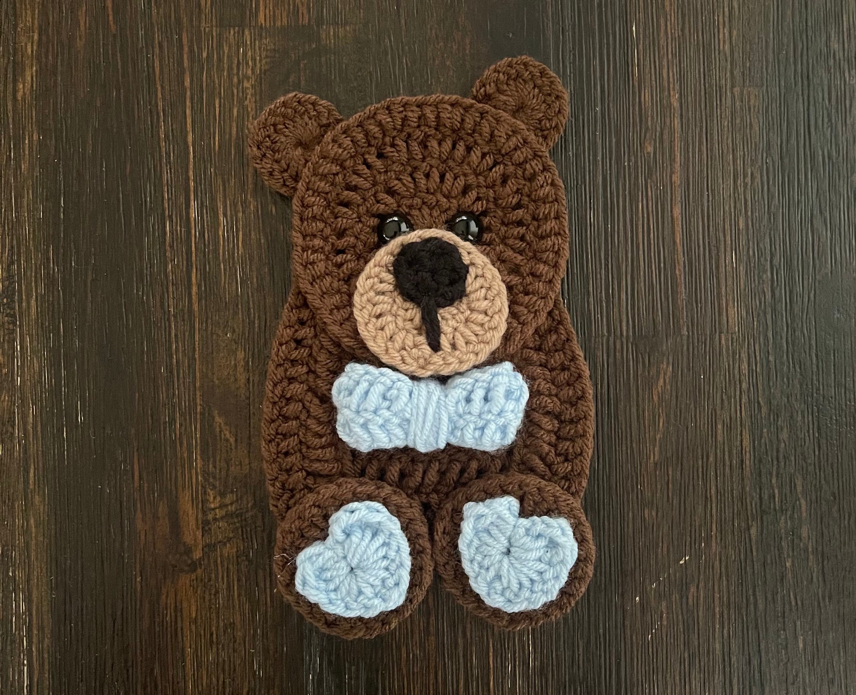 Bear Applique, Teddy Bear Crochet Applique, Premade Bear Applique, Baby ...