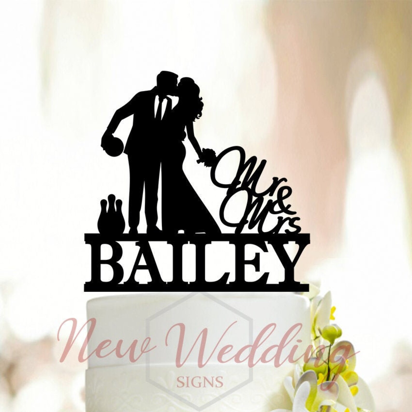 Bowling Cake Topperbowling Wedding Cake Topper Mr and Mrs - Etsy