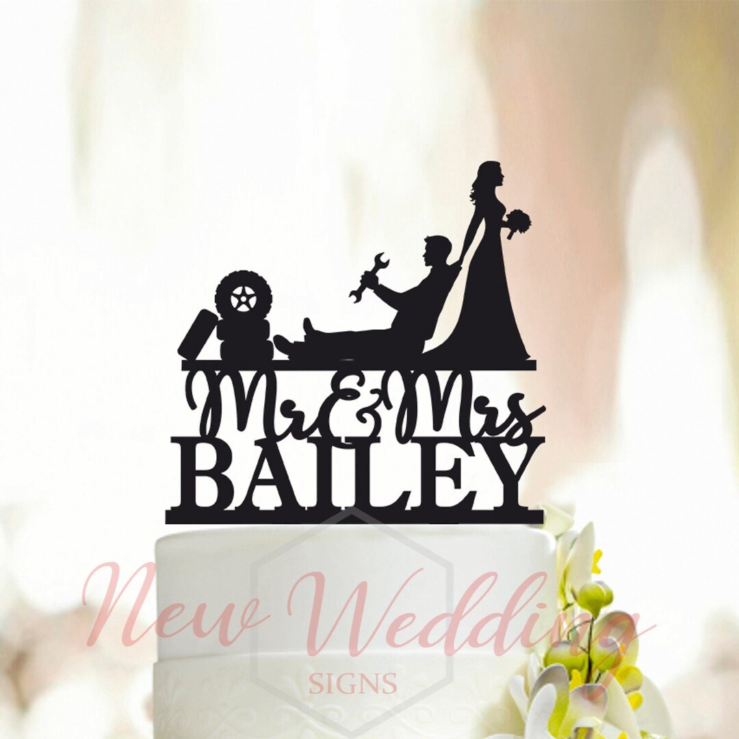 Personalized Mechanic Cake Topper, Auto Mechanic Wedding Cake Topper ...