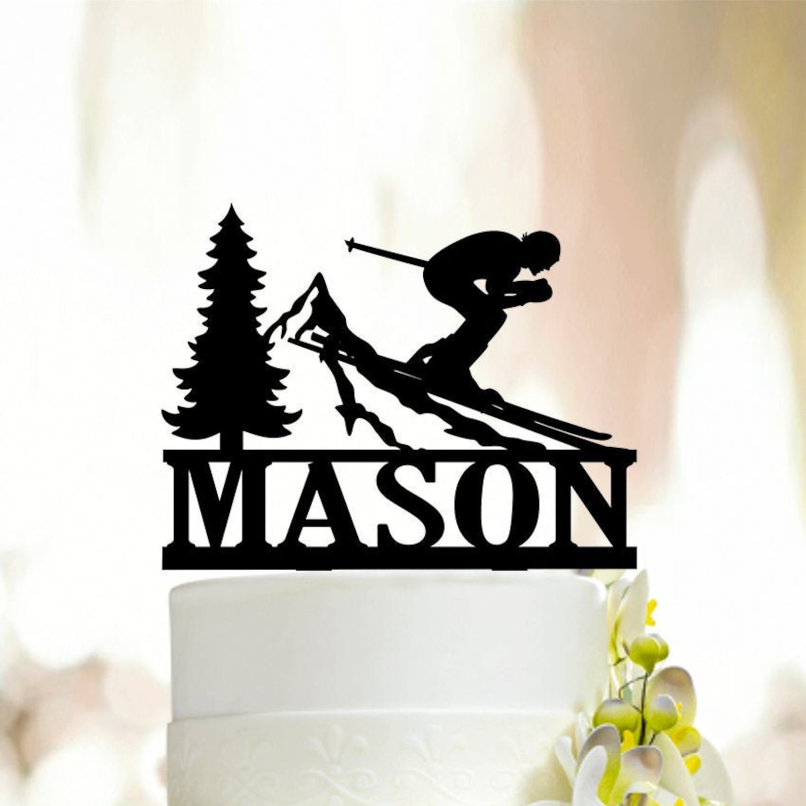 Skier Birthday Cake Topper Skier Party Decor Custom Birthday - Etsy