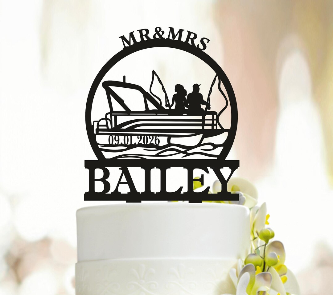 Pontoon Boat Cake Topper, Wedding Cake Topper, Cake Topper Weth Date ...