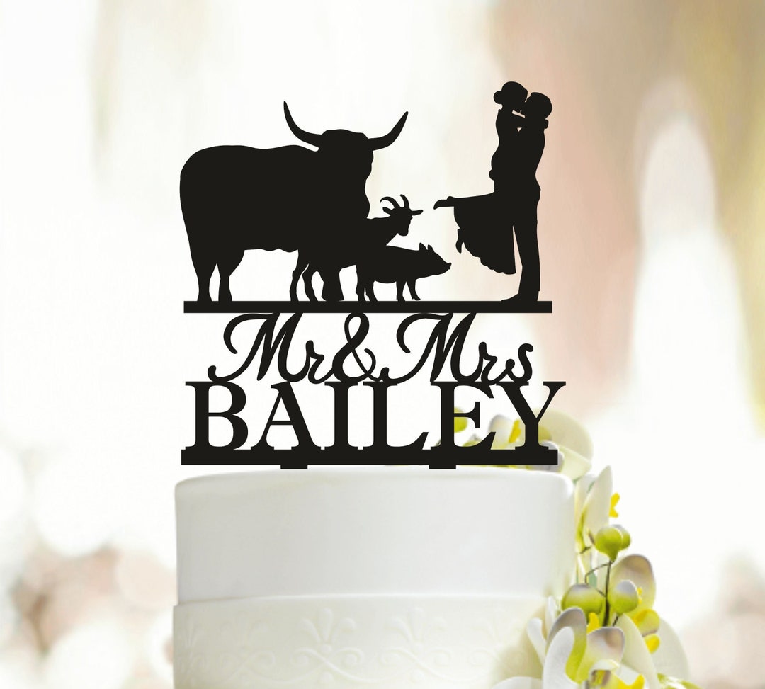 Cake Topper With Highland Cow, Wedding Cake Topper With Pets, Cake ...