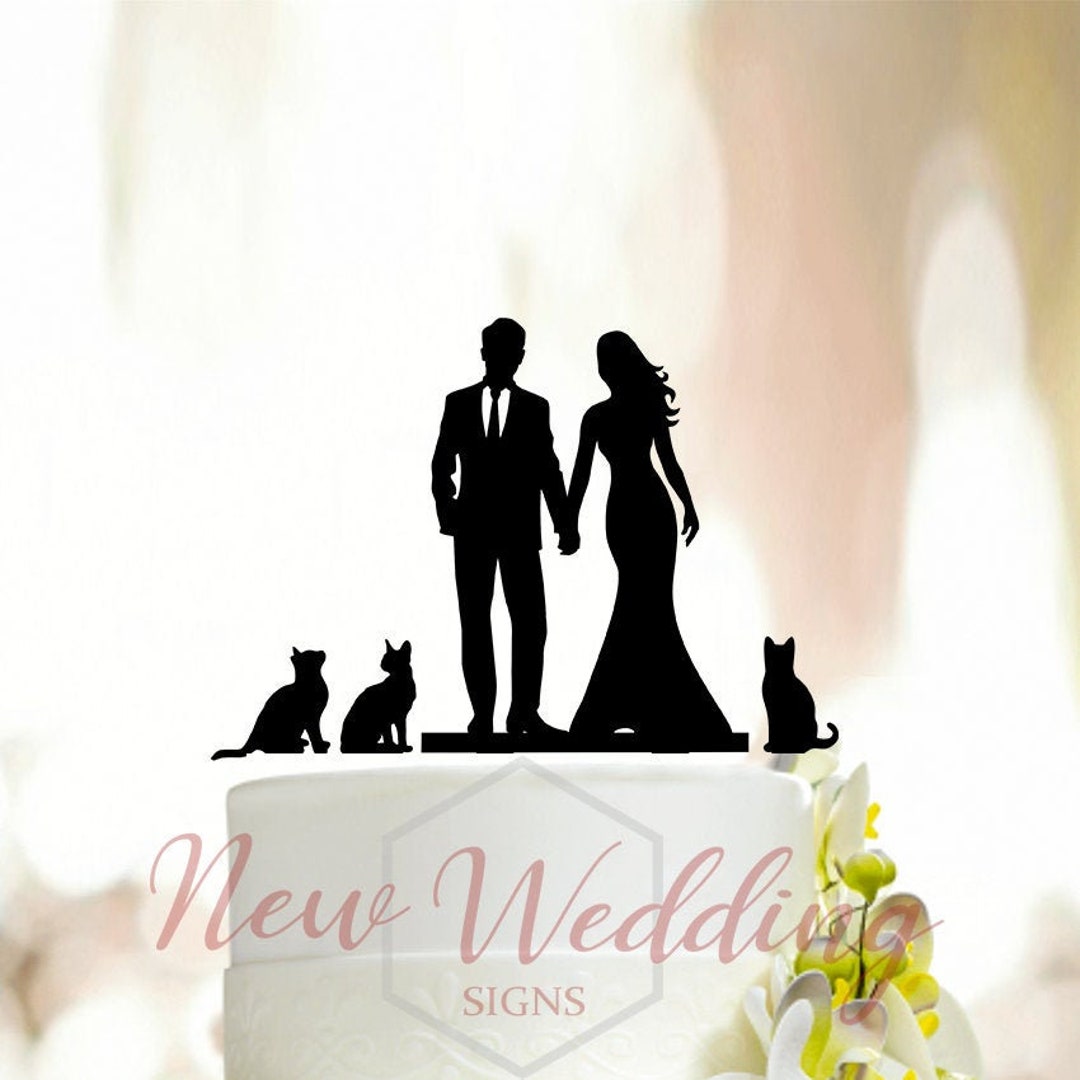Wedding Cake Topper With Cat,bride and Groom With Cats,cat Wedding Cake ...