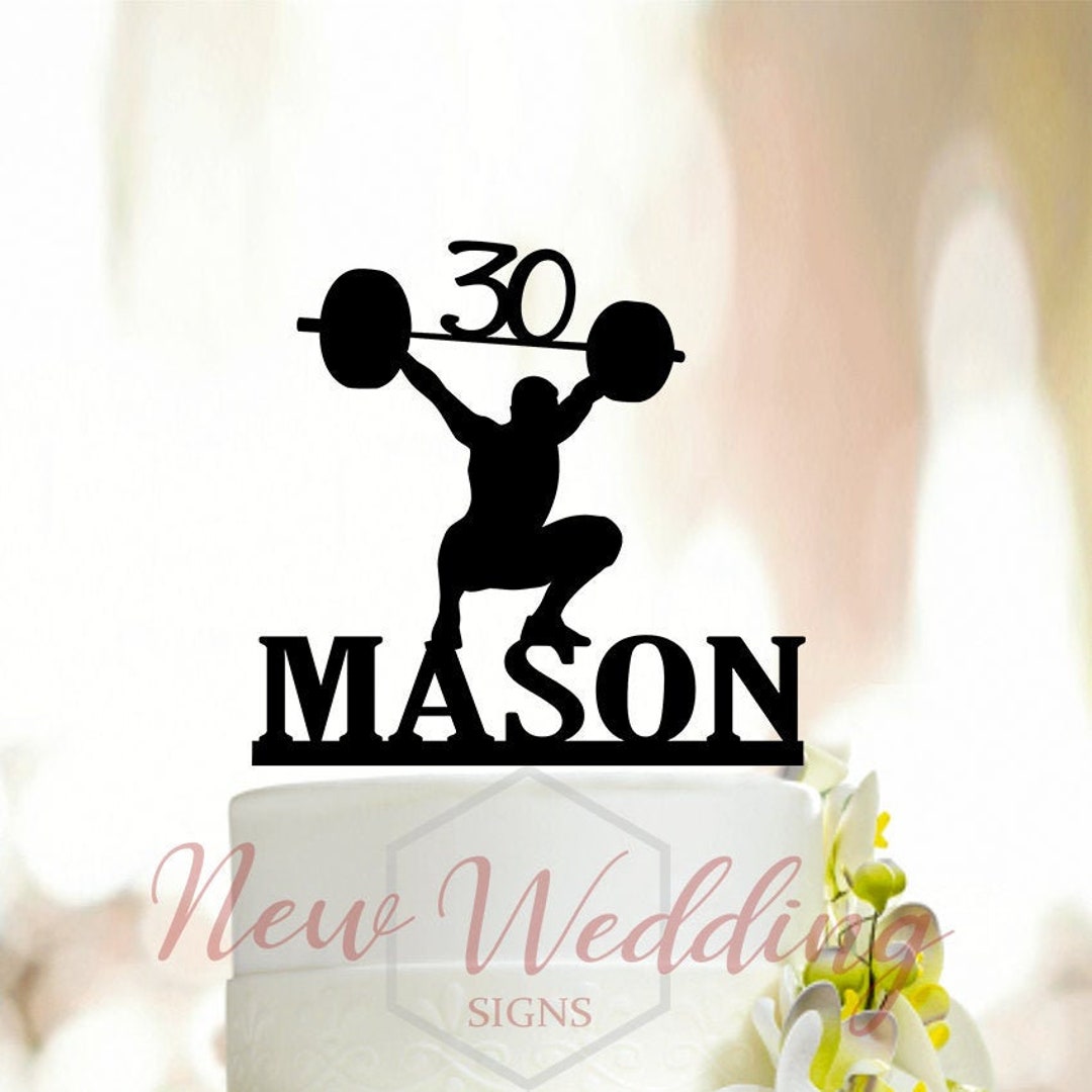 Weight Lifter Cake Topper, Personalized Body Builder Cake Topper ...
