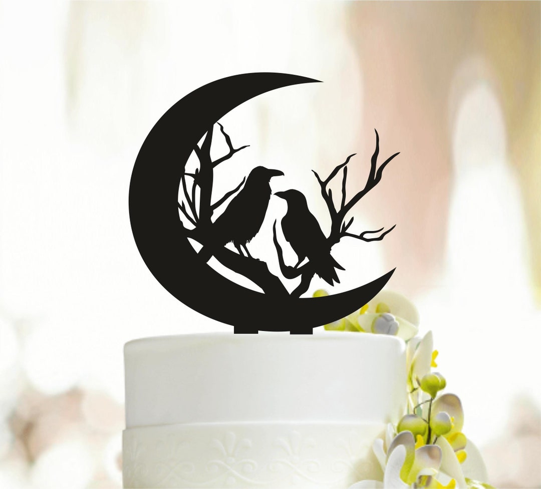 Gothic Raven Wedding Cake Topper, Wedding Raven Cake Topper, Gothic ...
