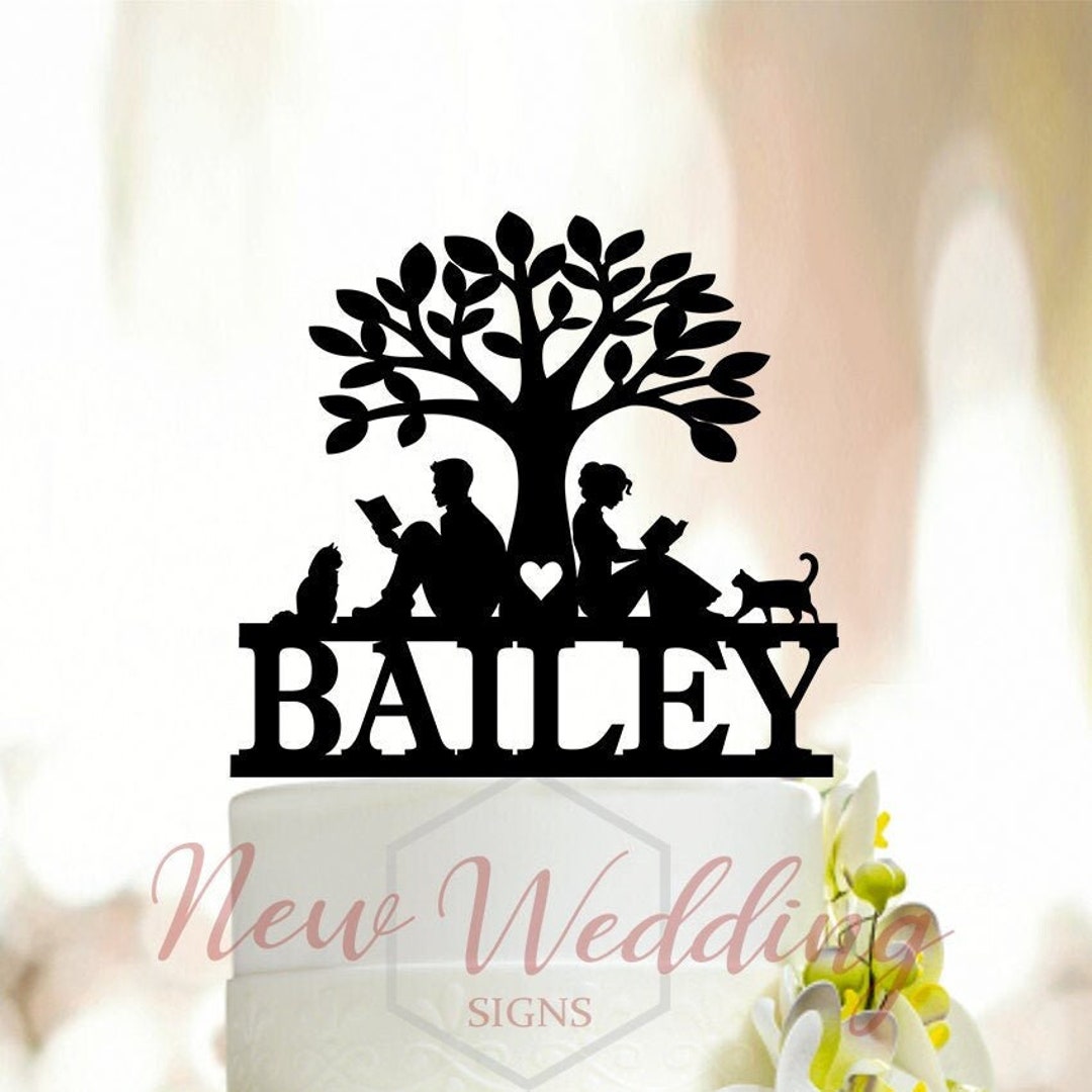 Couple Reading Literary Wedding Cake Topper, Book Wedding Cake Topper ...