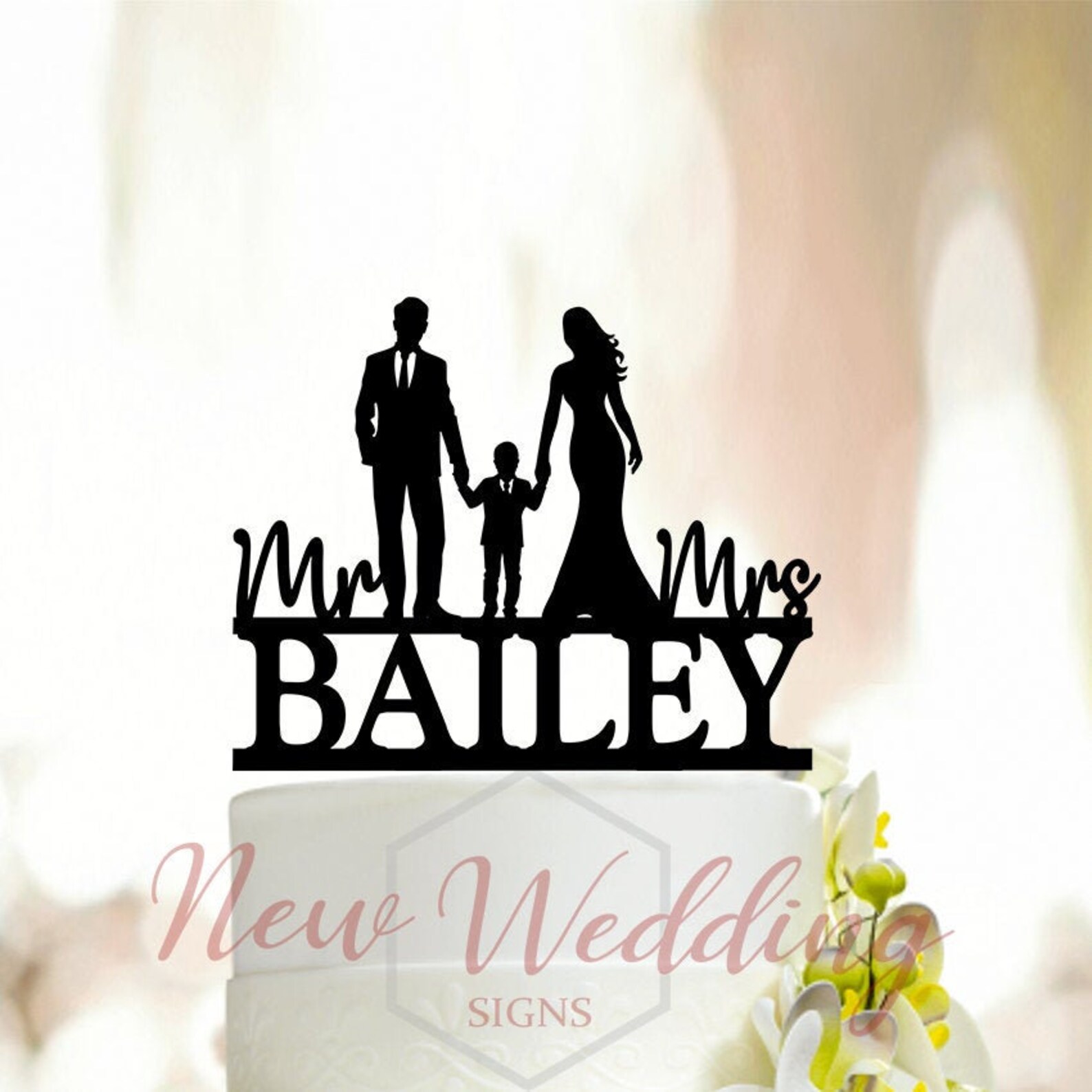 Family Cake Topper Wedding Cake Topper With Boy Family Cake - Etsy