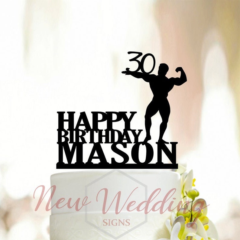 Power Lifting Cake Topper, Personalized Body Builder Cake Topper ...