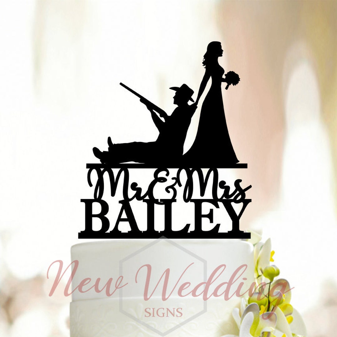 Hunter Wedding Cake Topper, Cowboy Wedding Cake Topper,rustic Wedding ...
