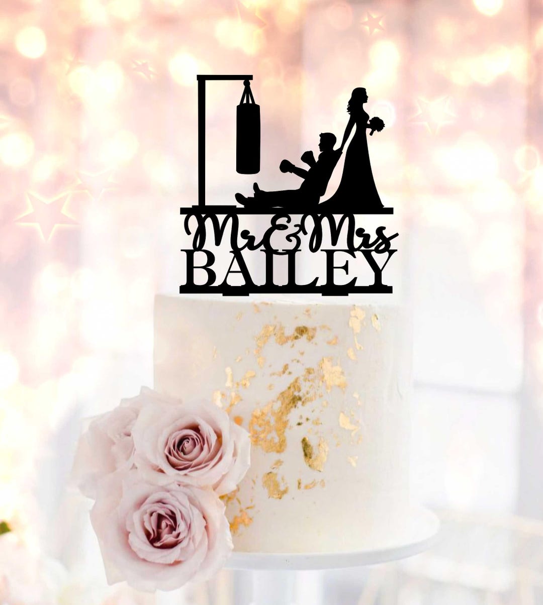 Boxing Wedding Cake Topper, Bride and Groom Boxing Sports Wedding Cake ...