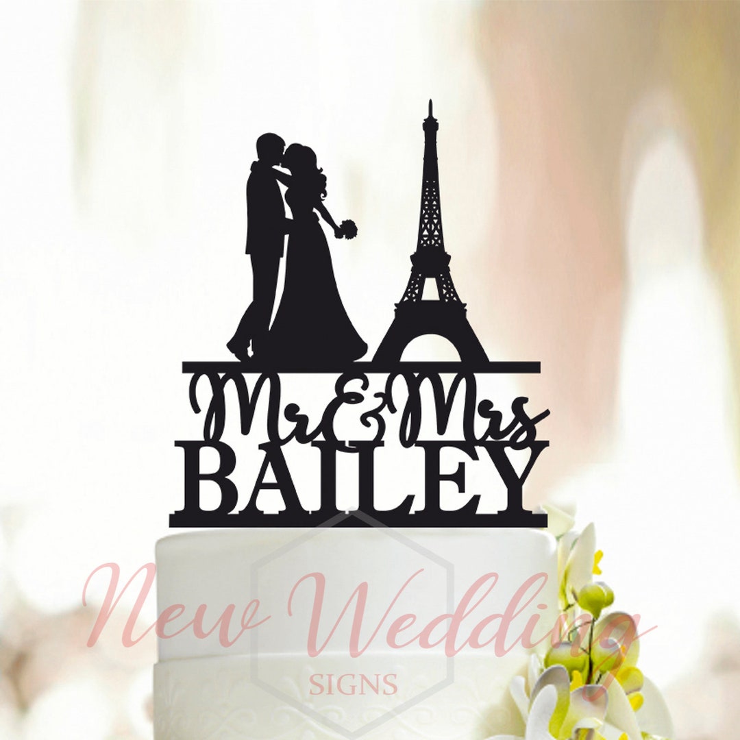 Eiffel Tower Cake Topper,groom and Bride Cake Topper,custom Paris Cake ...